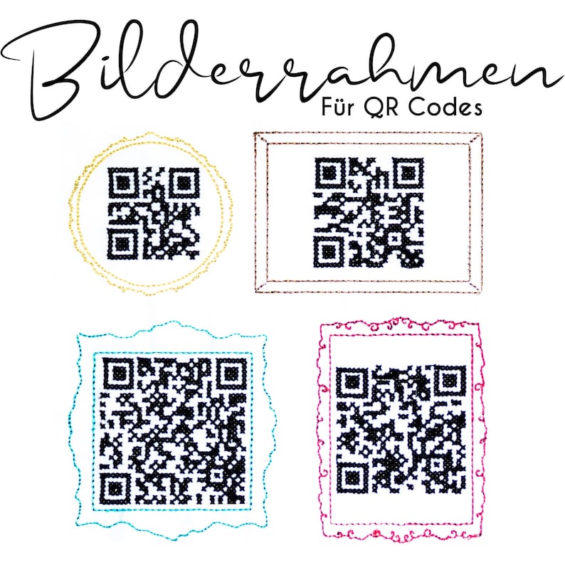 Stickdatei Rahmen Doodle für QR Code - Etsy.de