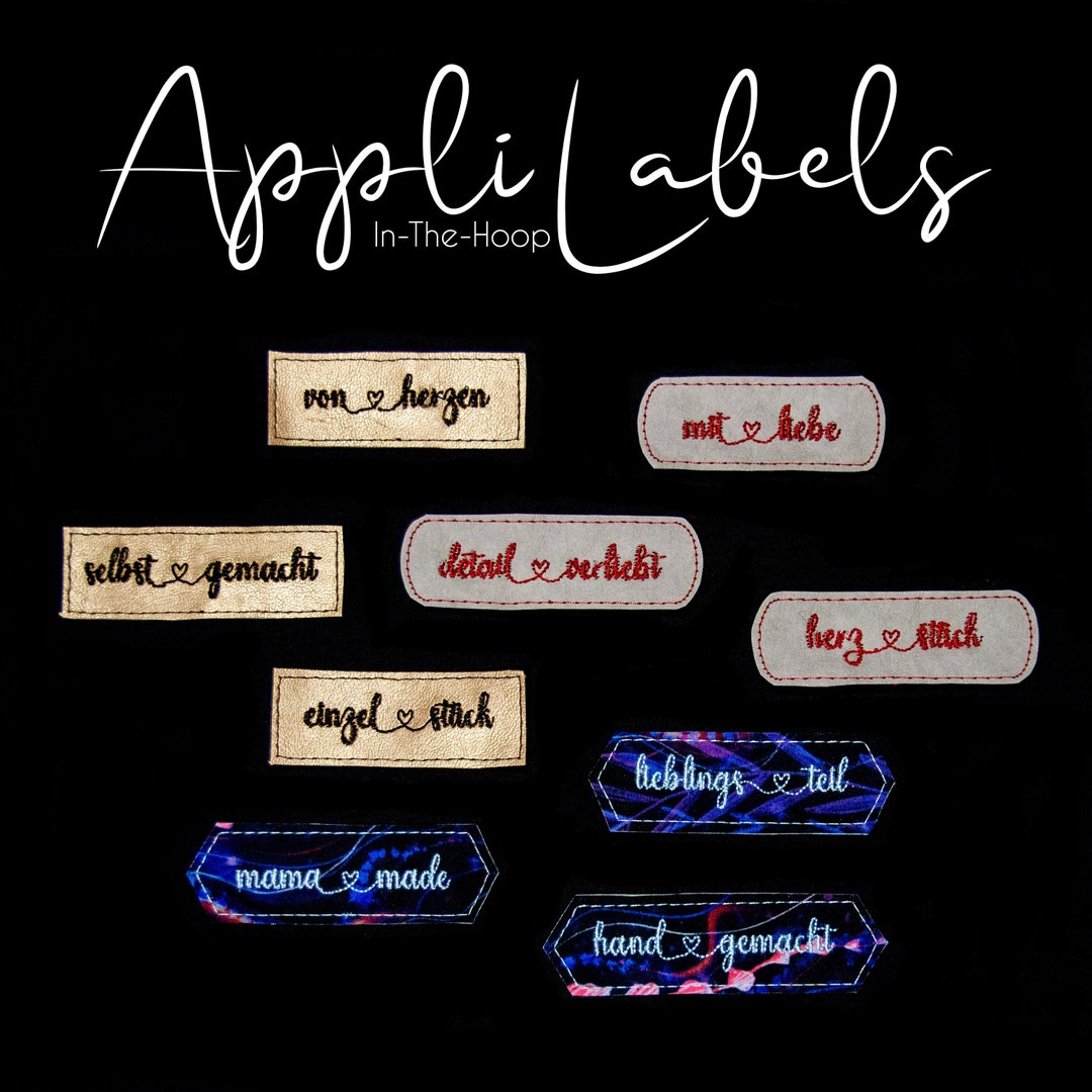 In-the-hoop Labels, XXL Labels Embroidery File Set, Signature, ITH ...
