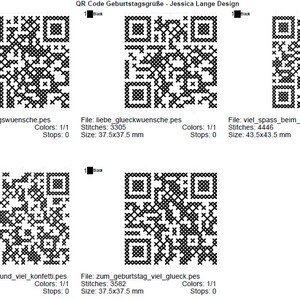QR Code Embroidery File Birthday Congratulations - Etsy