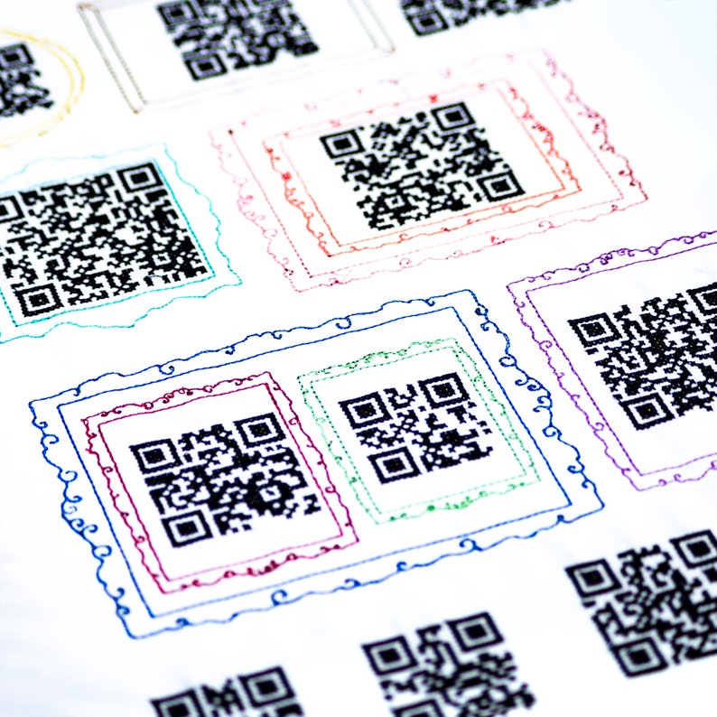 Stickdatei Rahmen Doodle für QR Code - Etsy.de