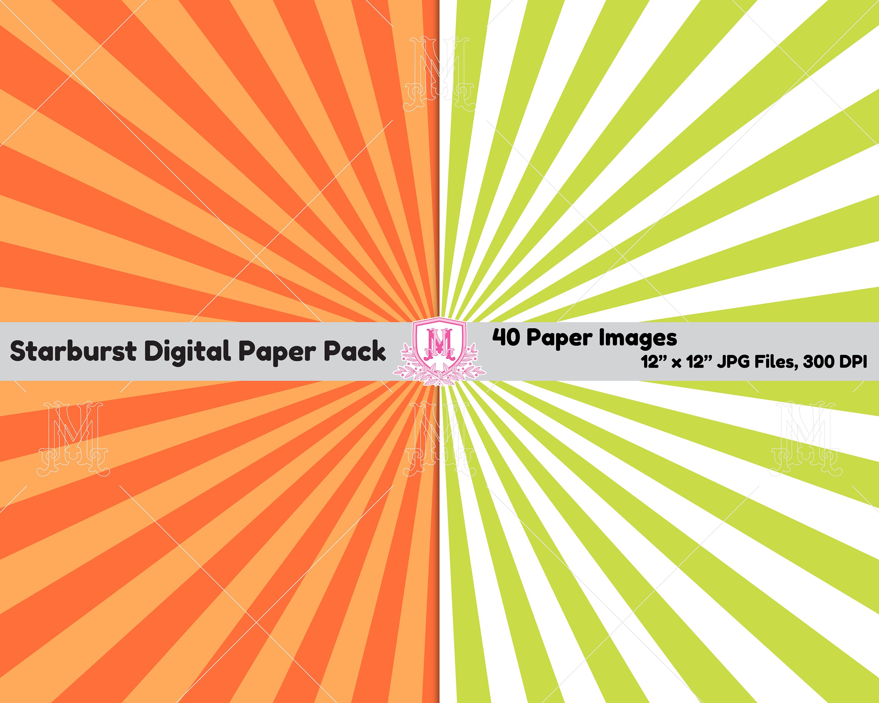 40 Starburst Digital Paper Sunshine Digital Paper Digital - Etsy
