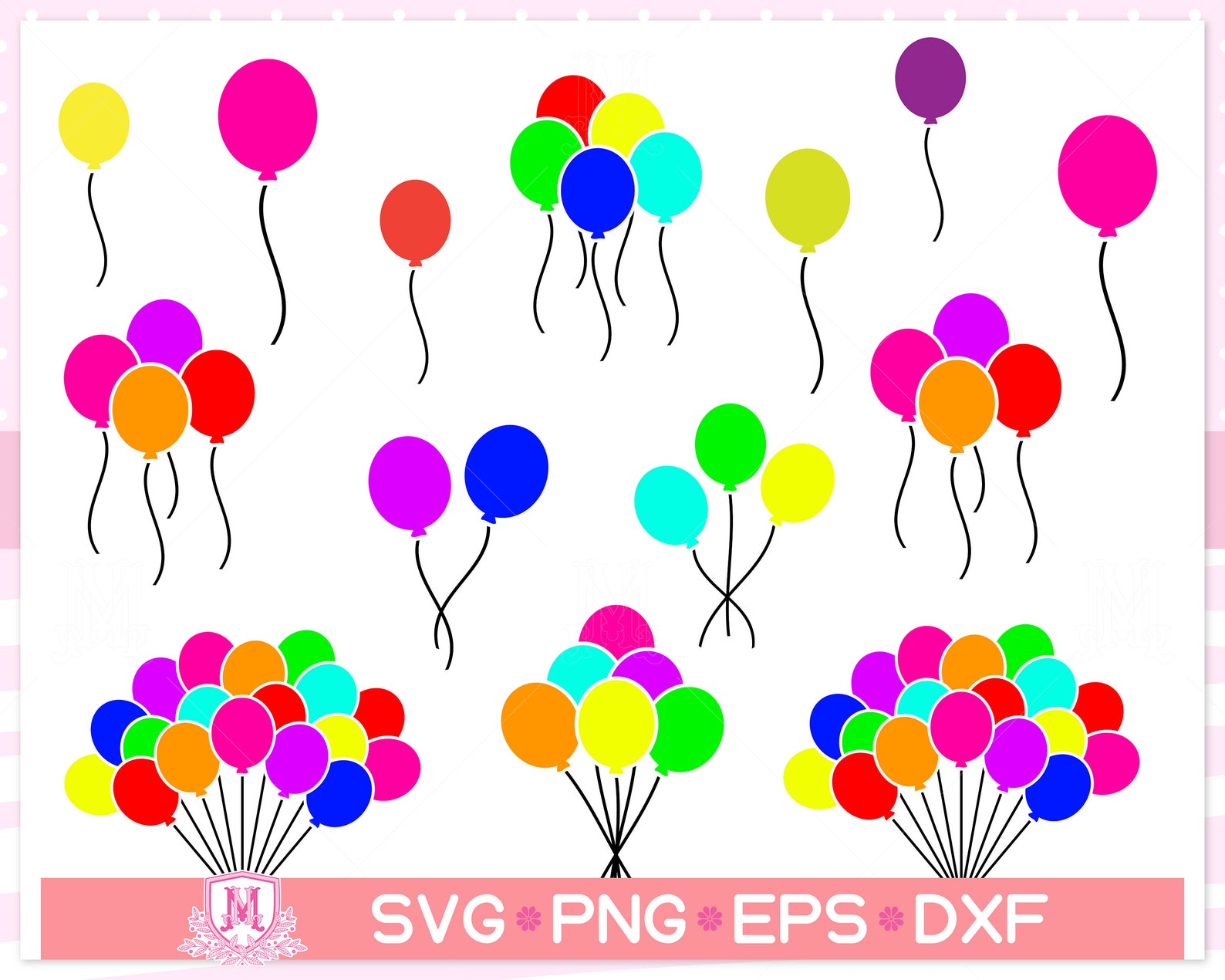 Balloon Svg File, Circle Balloon Svg, Heart Balloon Svg, Colorful ...