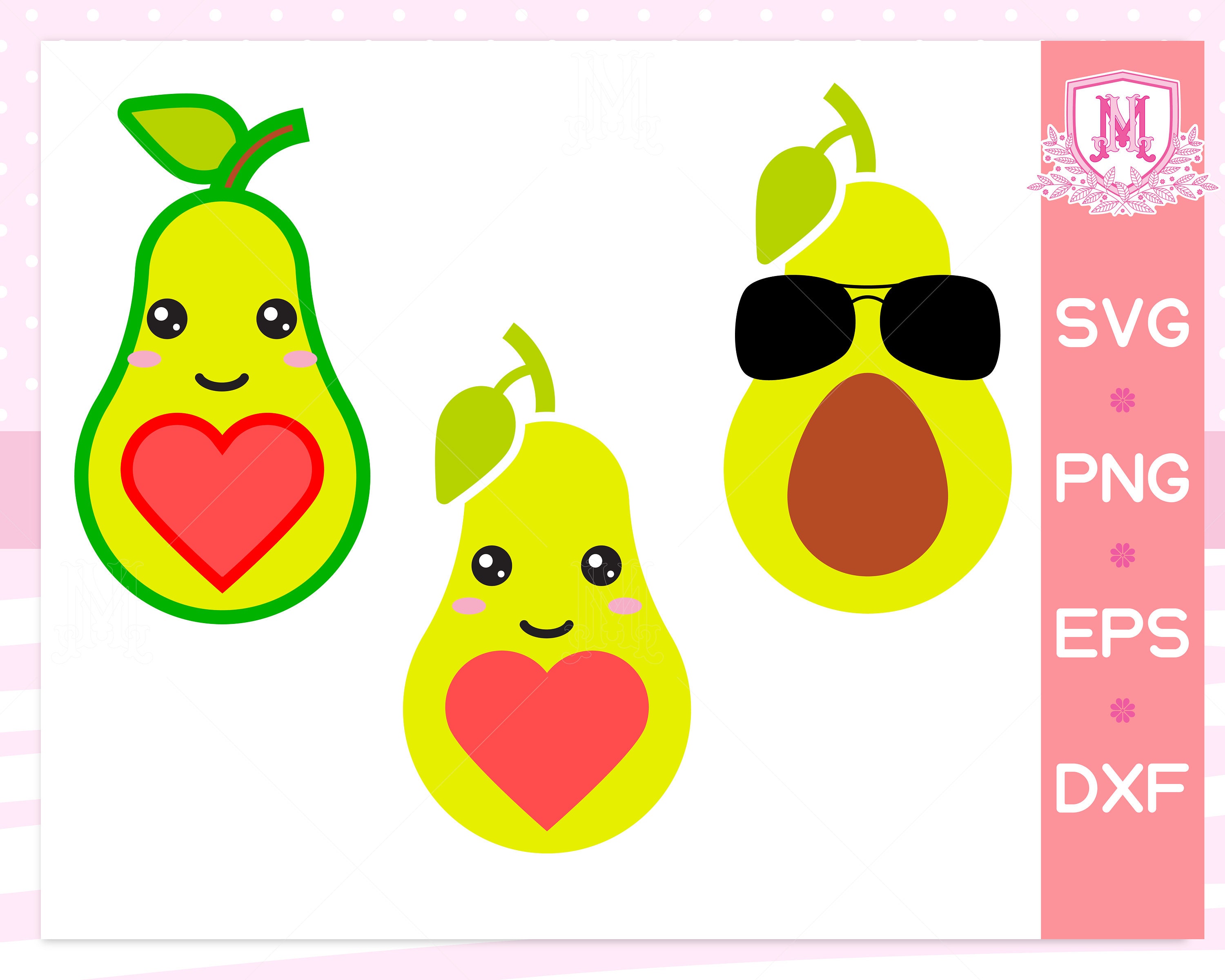 Avocado Svg File Avocado Svg Fruit Svg Name Frame Cartoon | Etsy