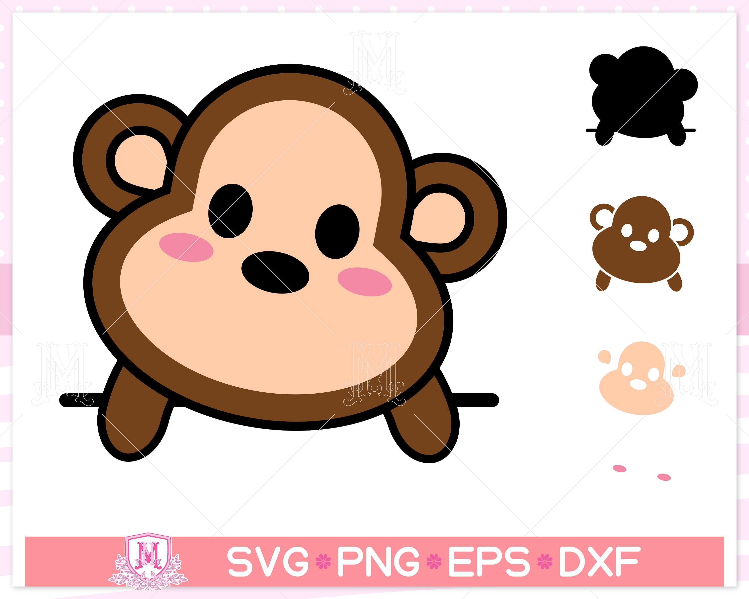 Monkey Svg File, Animal Svg, Wild Life Svg, Jungle Animal Svg, Cartoon ...