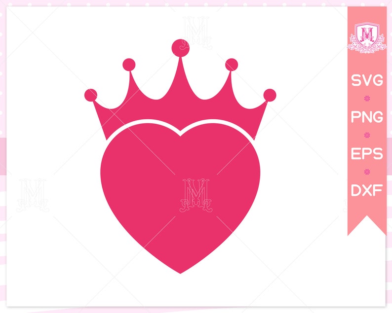Crown Svg File, Heart Svg, Crown and Heart, Princess Svg, Prince Svg ...