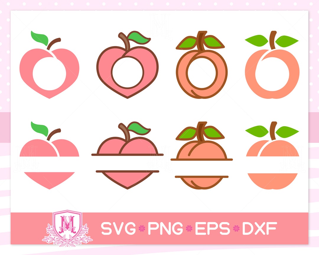 Peach Svg File, Peach Svg, Fruit Svg, Name Frame Svg, Cartoon, Digital ...