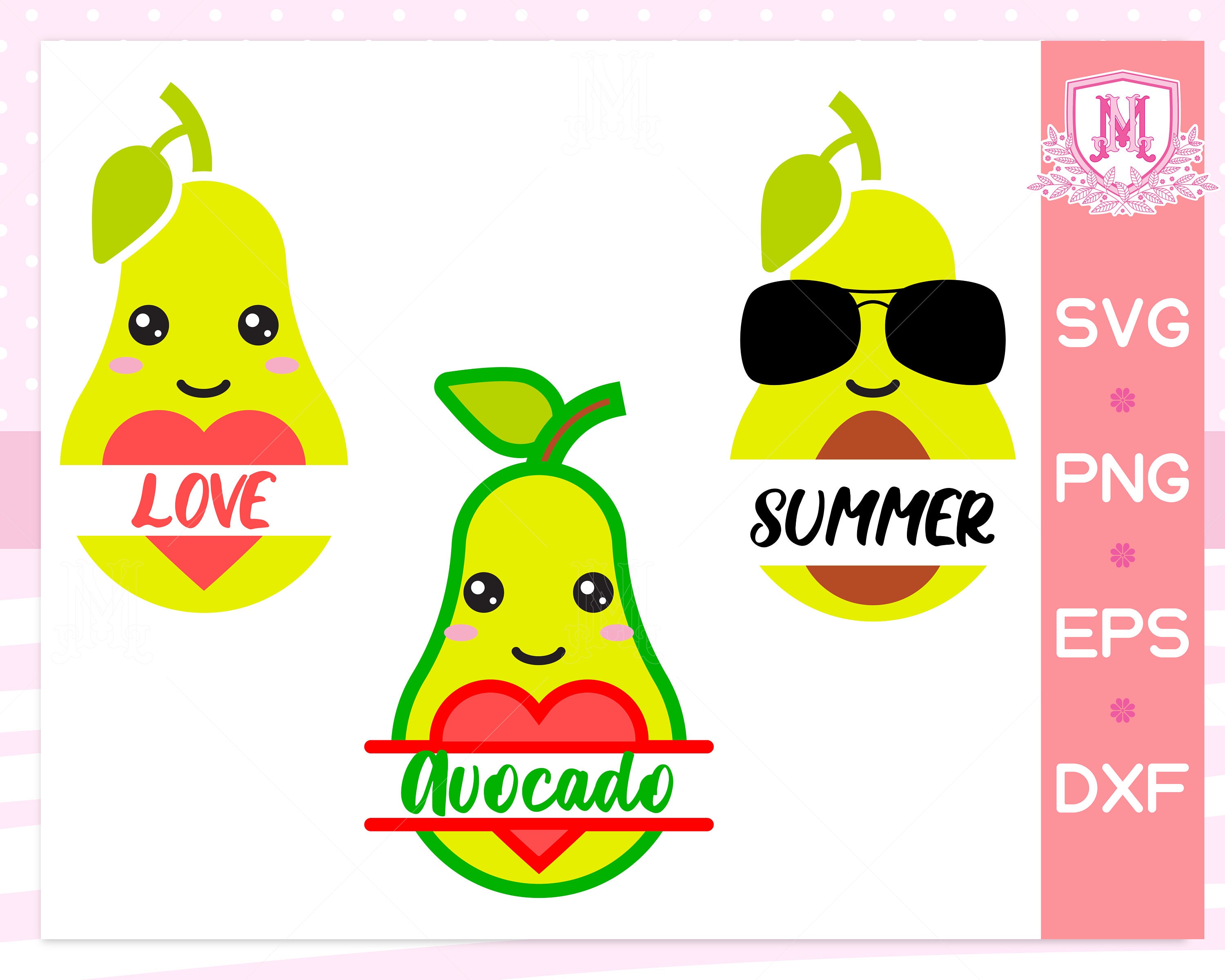Avocado Svg File Avocado Svg Fruit Svg Name Frame Cartoon | Etsy