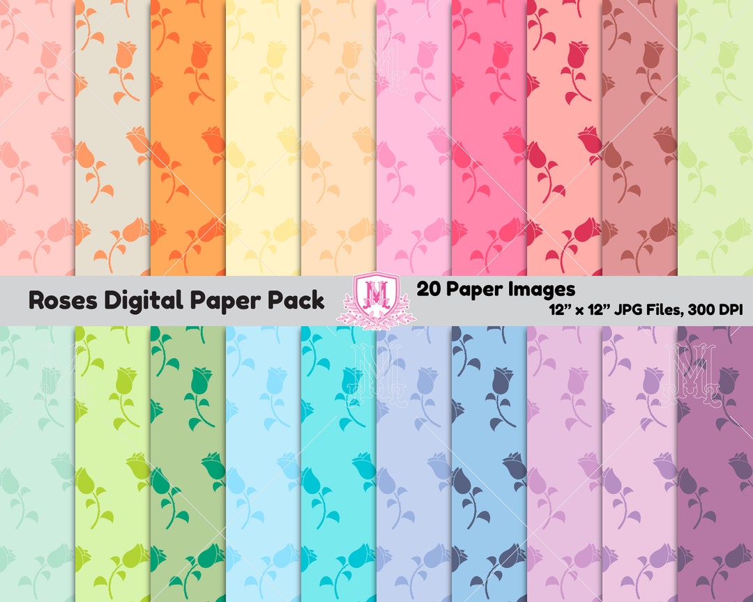 20 Rose Digital Paper, Flora Digital Paper, Flower Digital Paper ...