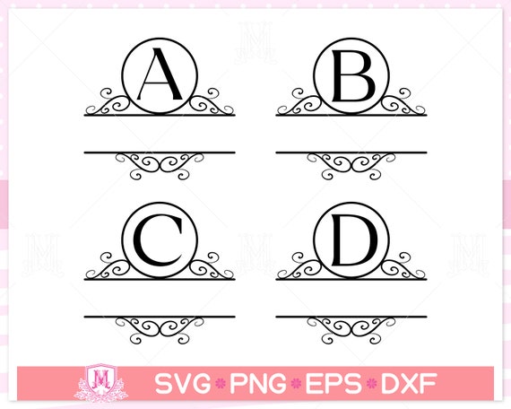 Split Monogram Alphabet SVG DXF PNG Split Monogram Frame | Etsy