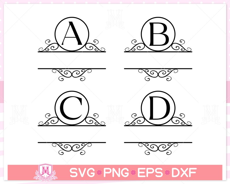Split Monogram Alphabet SVG DXF PNG Split Monogram Frame | Etsy