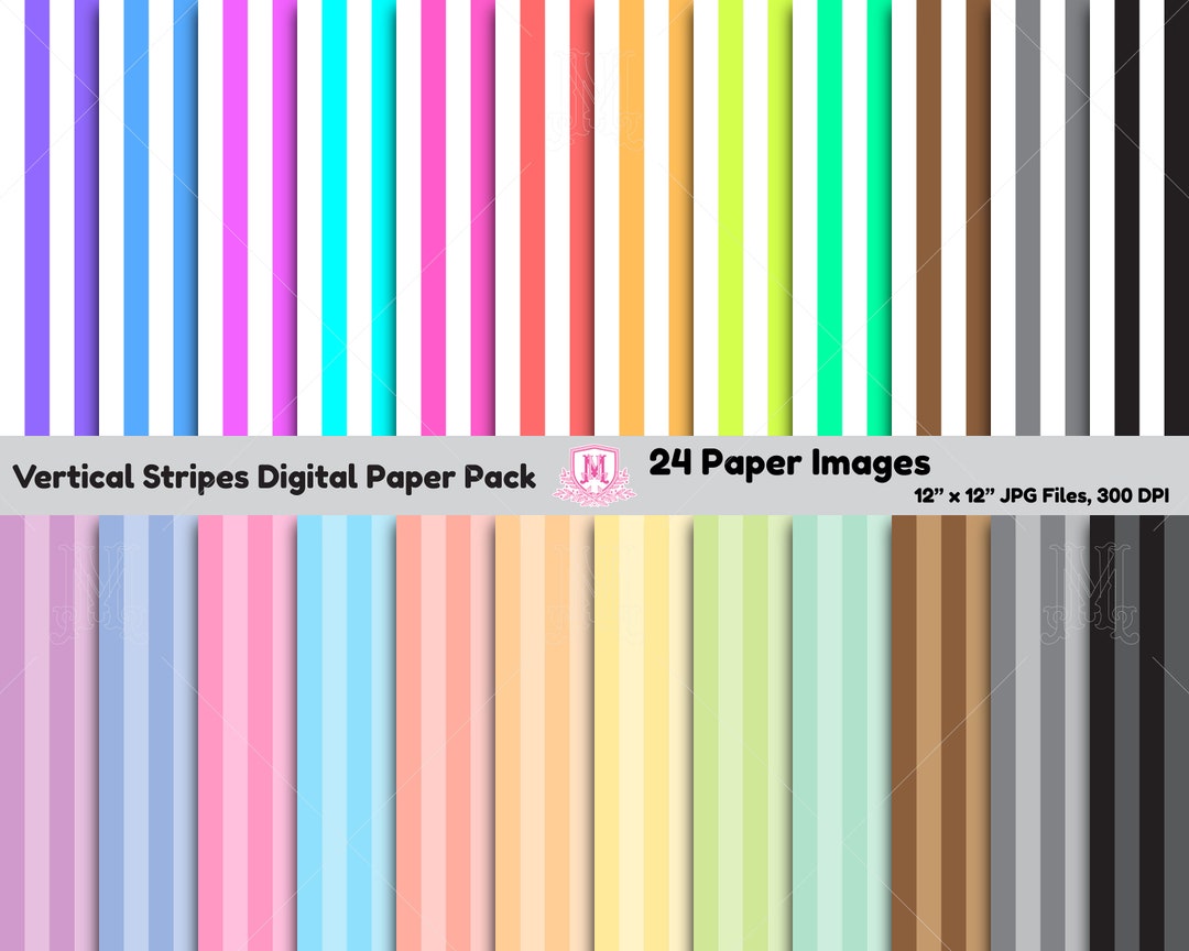 24 Vertical Stripes Digital Paper, Line Digital Paper, Digital Paper ...
