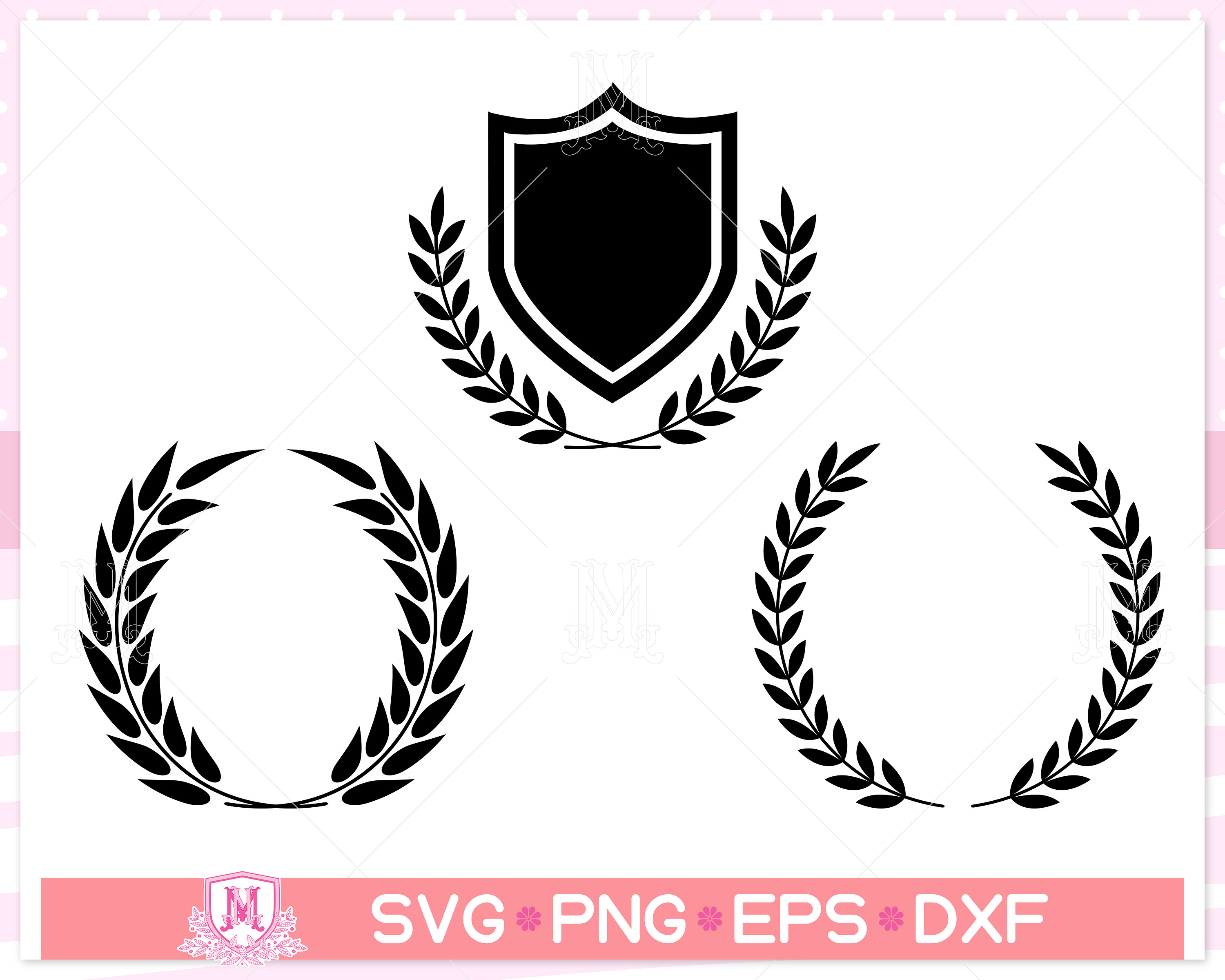 Shield and Laurel Wreath Svg File, Laurel Wreath Svg, Wreath Svg, Award ...