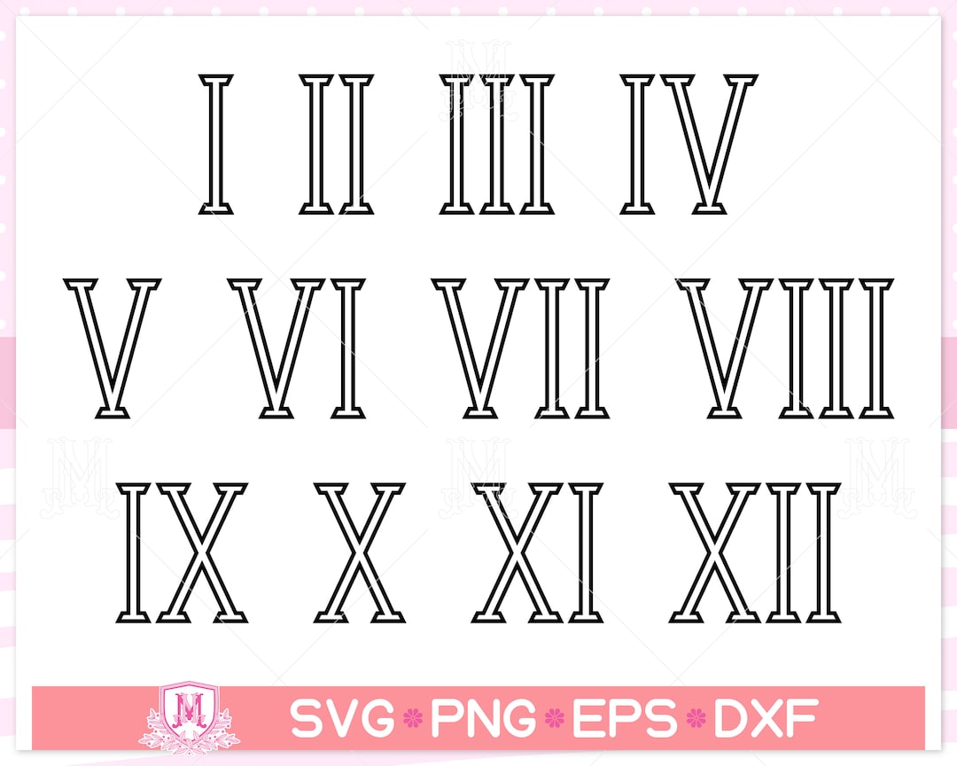 Roman Numbers Svg File, Roman Numbers Svg, Roman Numerals Svg, Roman ...