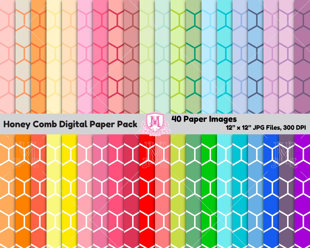 40 Honey Comb Digital Paper, Beehive Digital Paper, Digital Paper ...