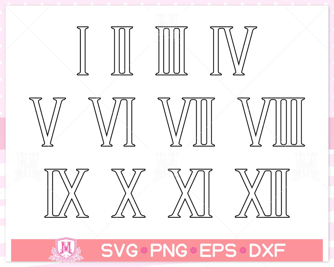 Roman Numbers Svg File, Roman Numbers Svg, Roman Numerals Svg, Roman ...