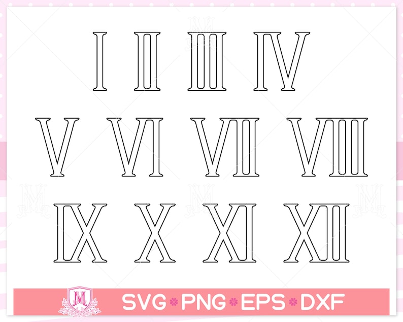 Roman Numbers Svg File, Roman Numbers Svg, Roman Numerals Svg, Roman ...