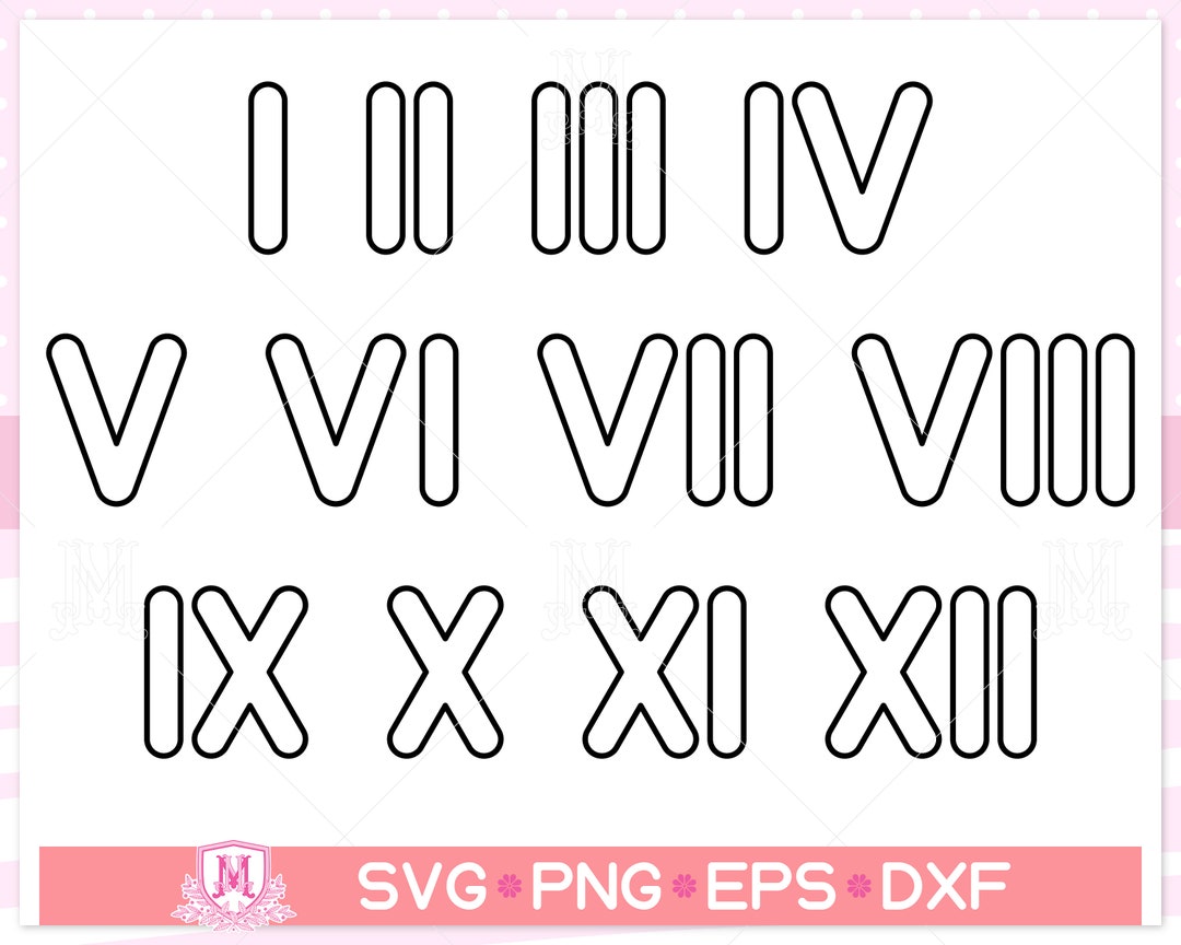 Roman Numbers Svg File, Roman Numbers Svg, Roman Numerals Svg, Roman ...