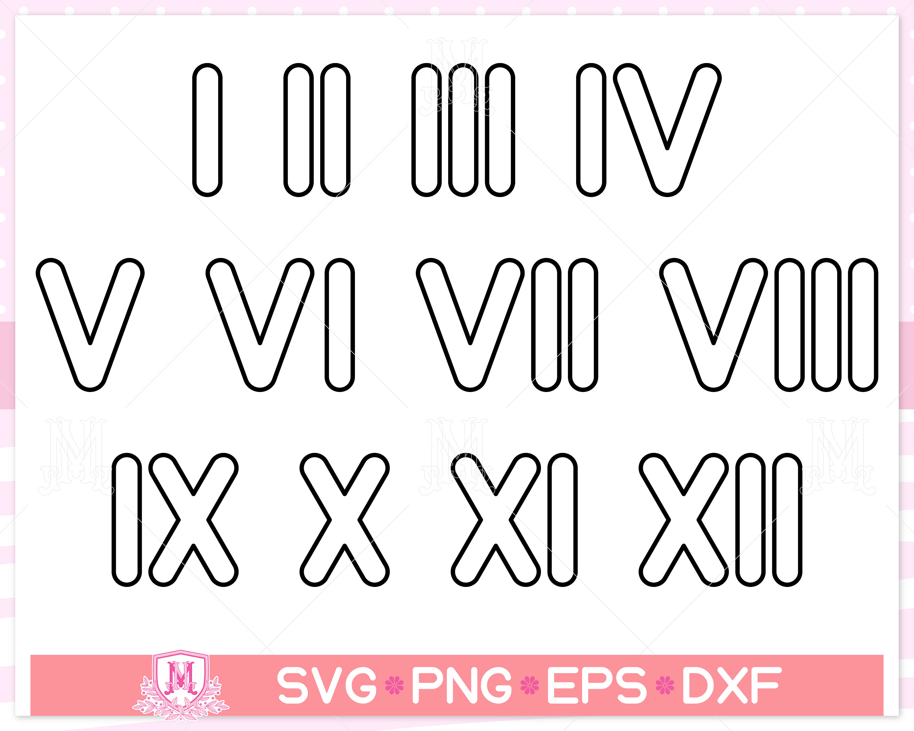 Roman Numbers Svg File, Roman Numbers Svg, Roman Numerals Svg, Roman ...