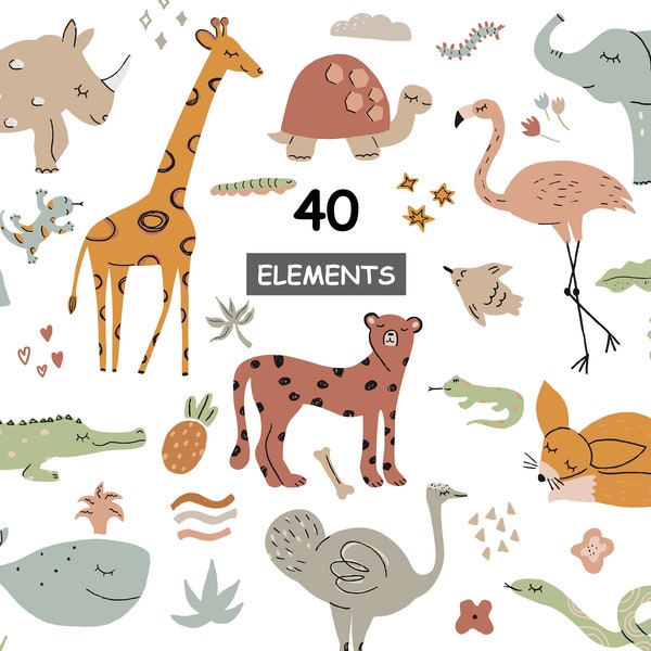 Safari Flower Clipart - Etsy