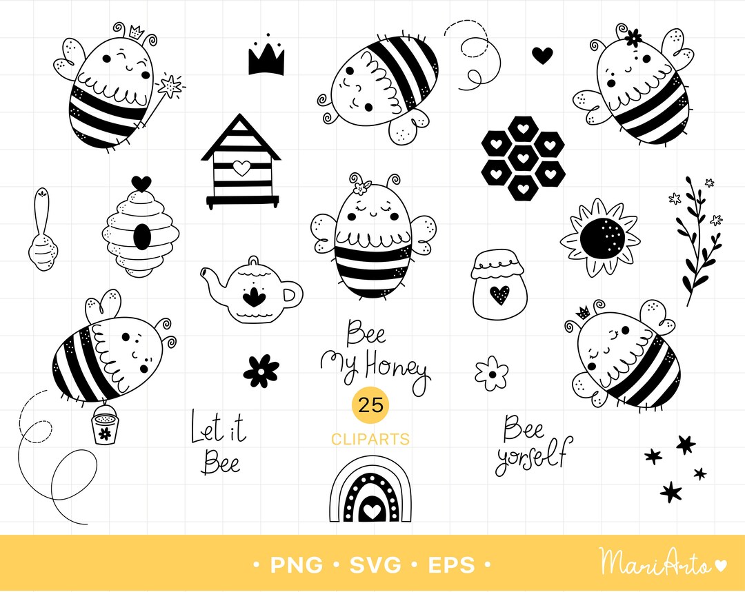 Baby Bee, Honeycomb, Rainbow SVG, Cute Bee Clipart, Bee PNG, Bee Happy ...