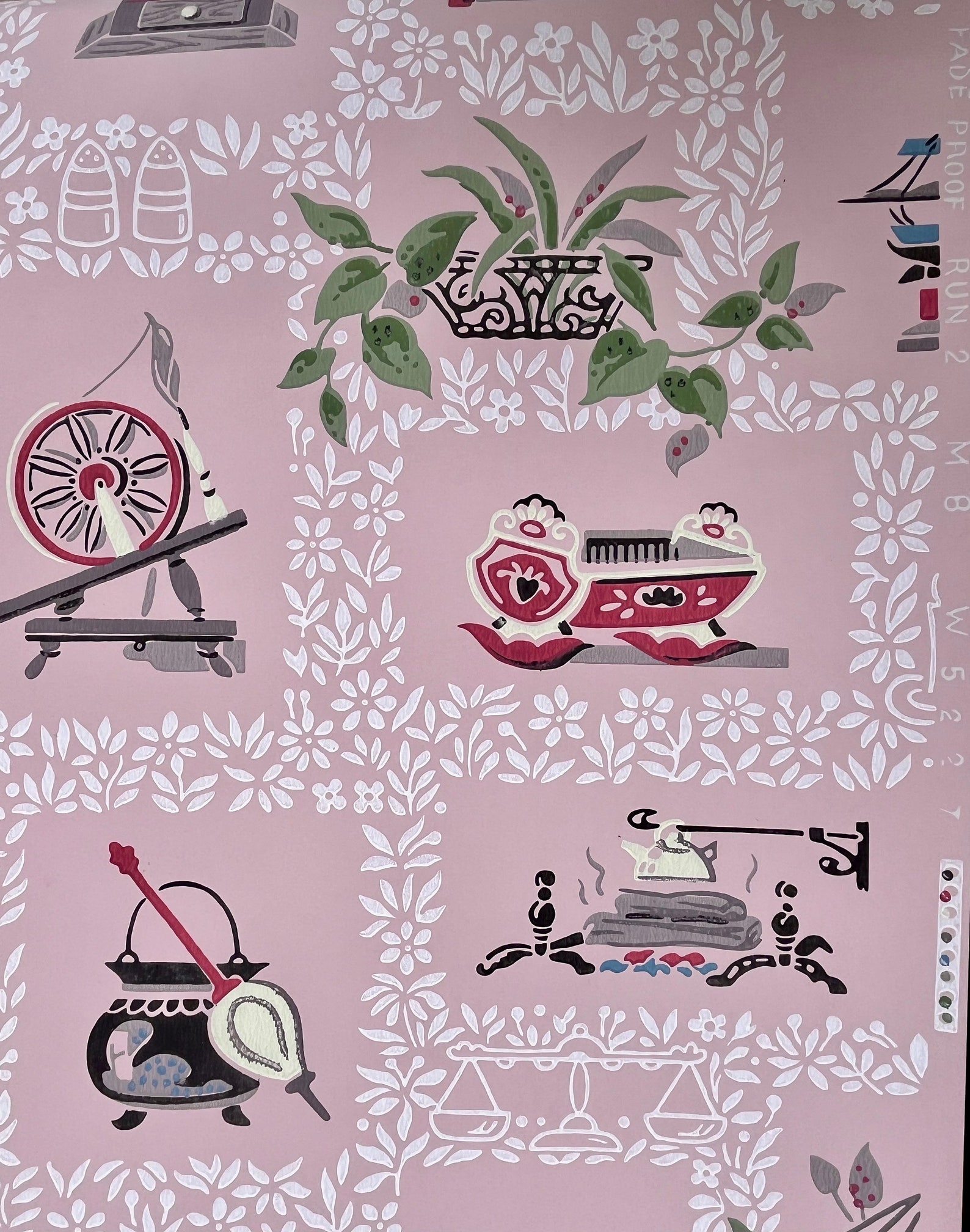 Vintage Wallpaper Sample: Craft Paper, Junk Journaling (11”x 20 1/2 ...