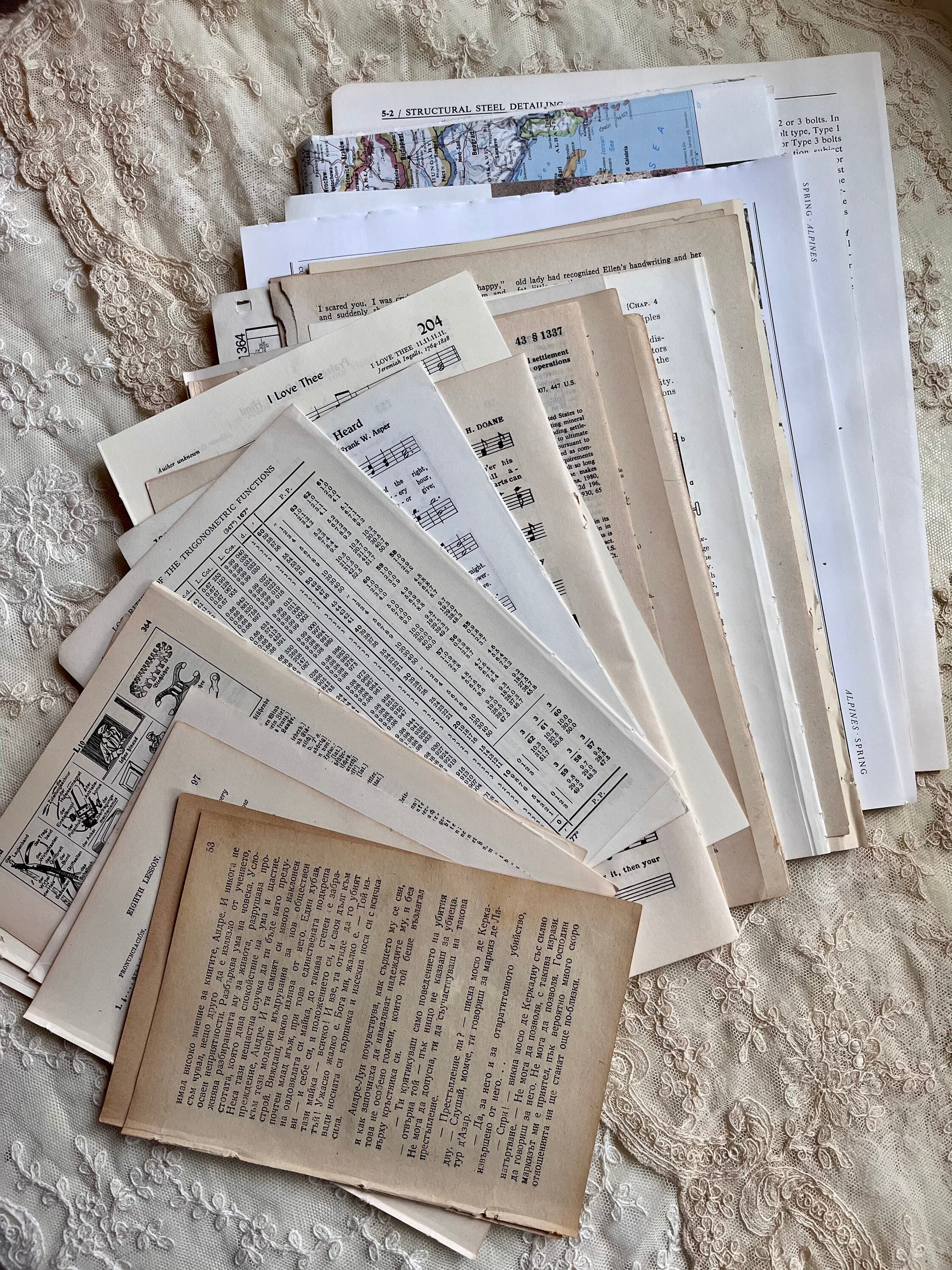 50 Vintage Book Pages - Etsy