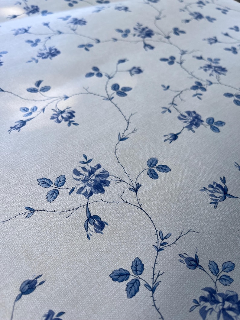 Blue Floral Wallpaper Samples - Etsy