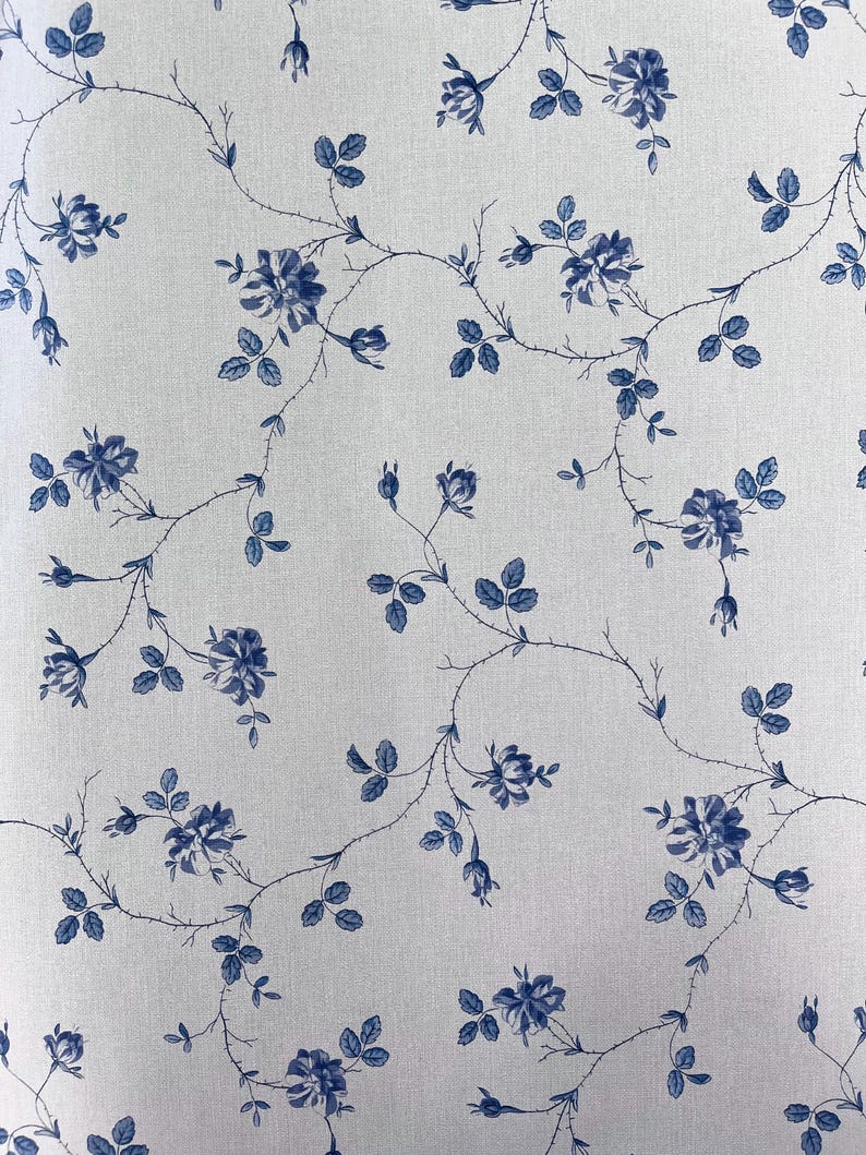 Blue Floral Wallpaper Samples - Etsy
