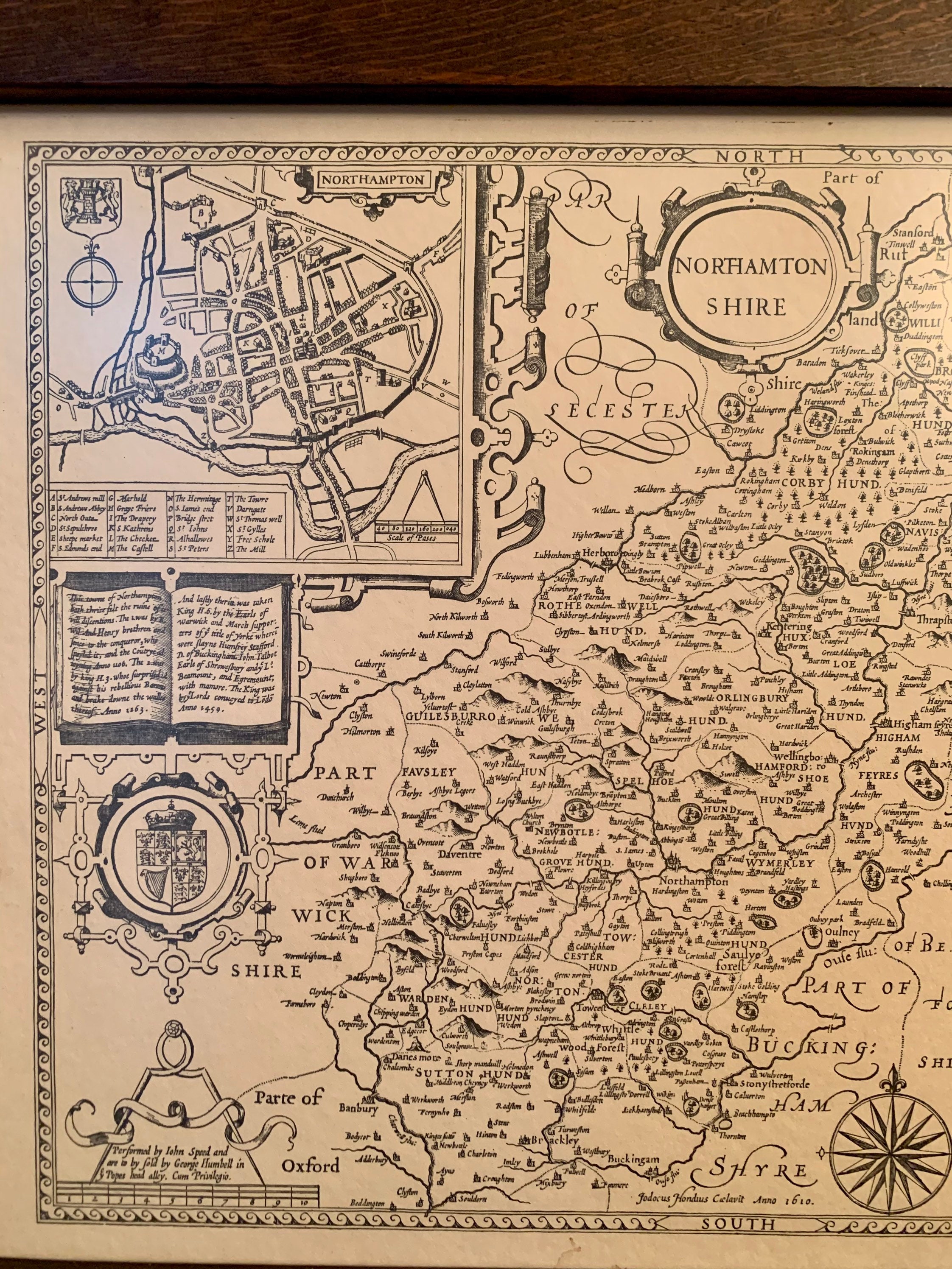 Map of Northamptonshire, 1610 by John Speed With Detailed Images of ...