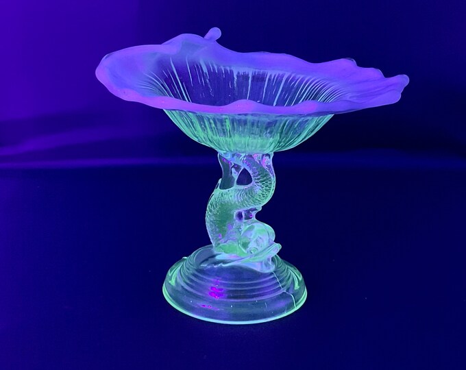 Antique Northwood White Opalescent Glass Dolphin Base Card Receiver ...
