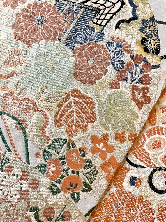 100% Silk, Maru Obi, Repeating Pattern Both Sides, Ch… - Gem