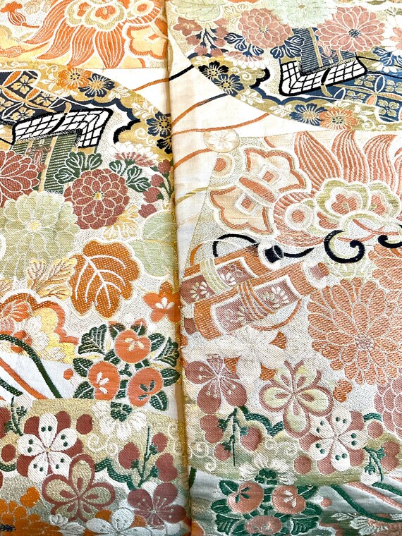 100% Silk, Maru Obi, Repeating Pattern Both Sides, Ch… - Gem