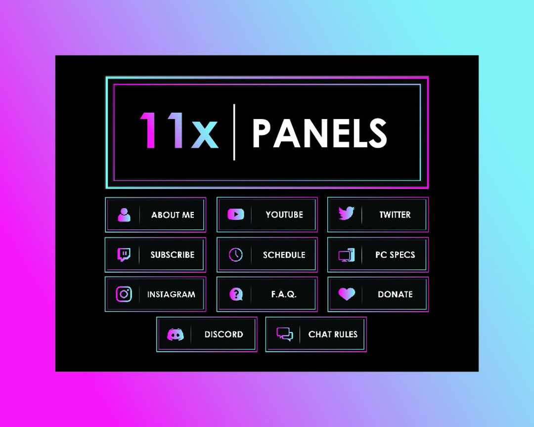 Twitch 11x Profile Bio Panels Panel - Pink Blue - Etsy