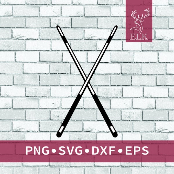 Crossed Pool Cues Svg - Etsy