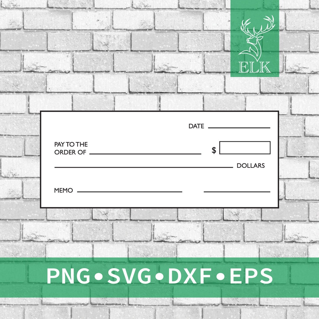 Blank Check Template SVG, Bank Account Money Currency Dollars SVG (svg ...