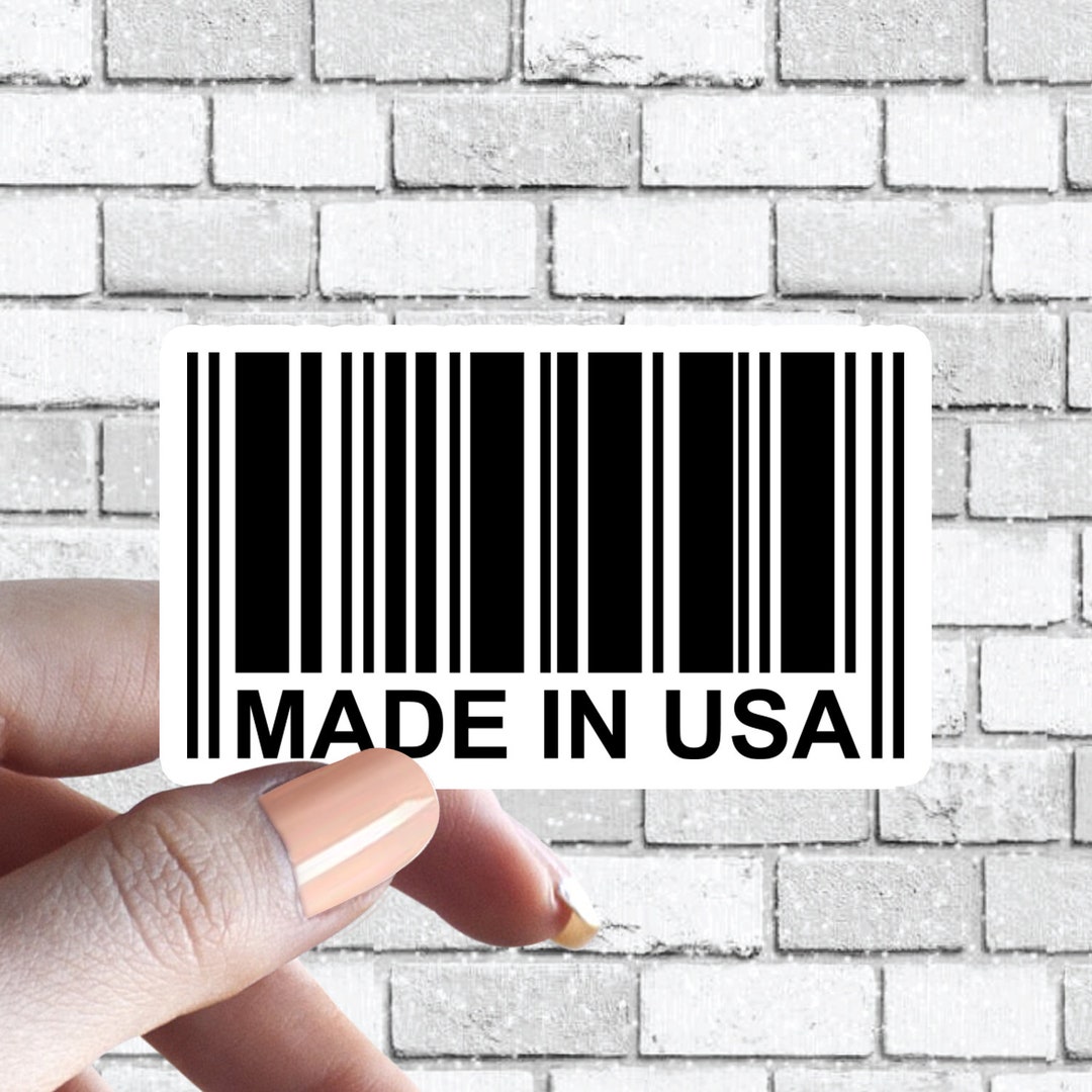 Made in USA Sticker, US American America Pride Country Barcode Sticker ...