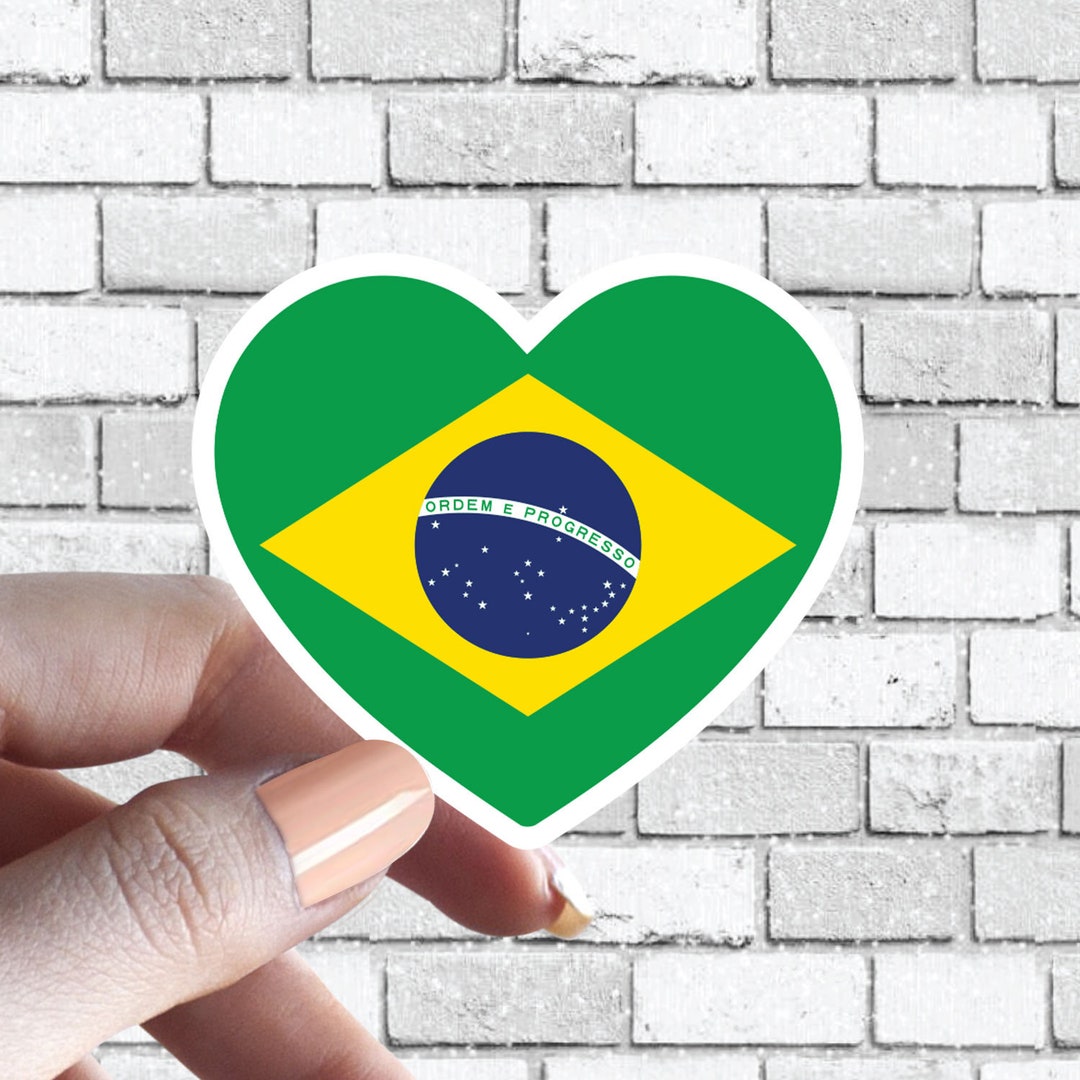 Heart Brazil Flag Sticker Brazilian Flag I Love Brazil - Etsy