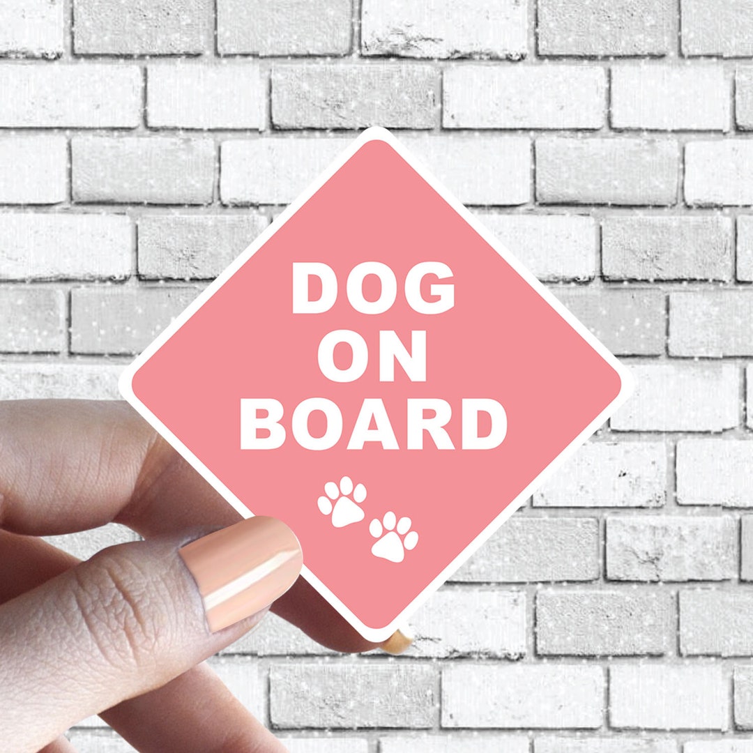Dogs on Board Sticker Caution Pink Dogs in Car Sticker Aesthetically ...