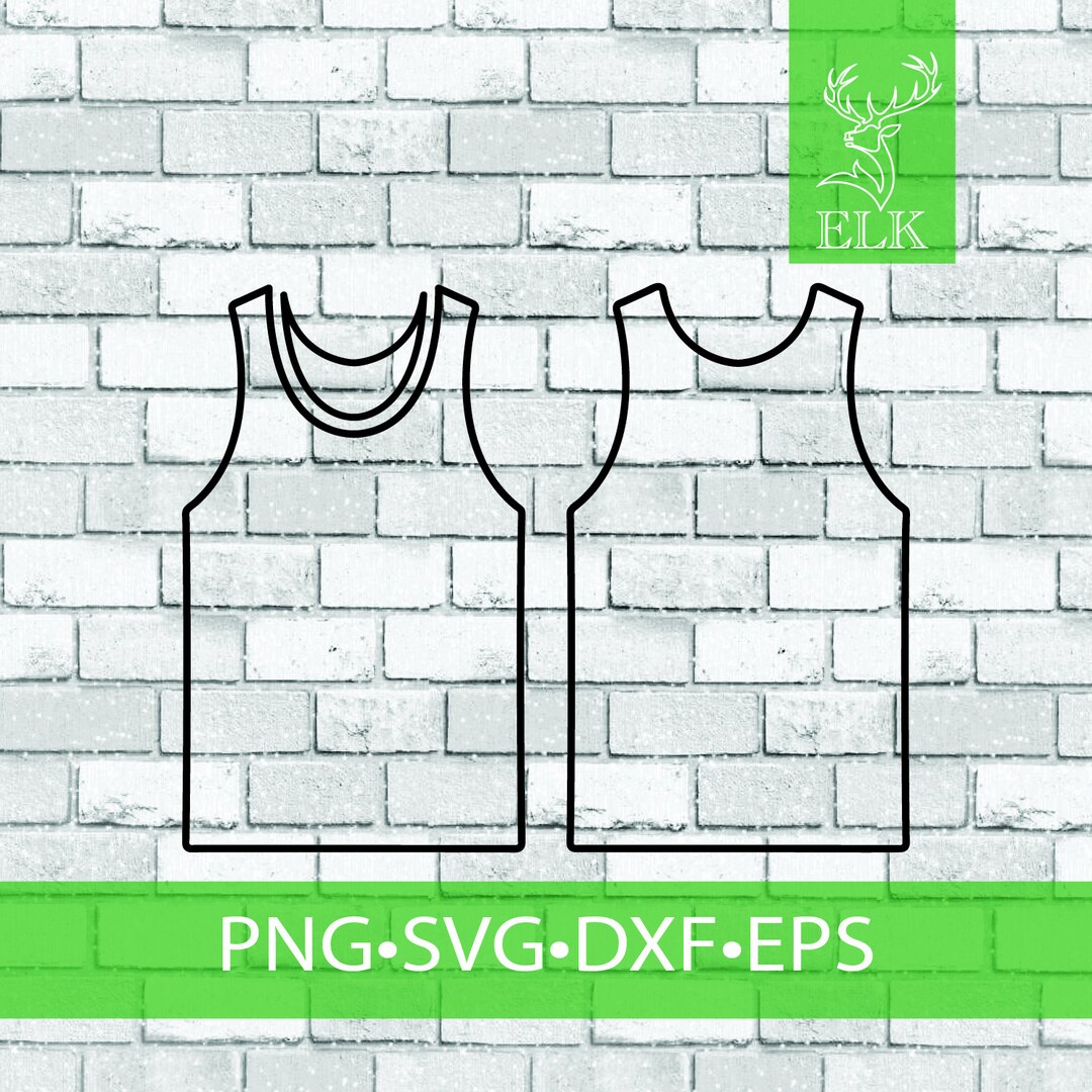 Tank Top Svg, Front and Back Outlined, Template SVG svg, Dxf, Eps, Png ...
