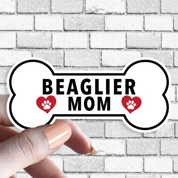 Dog Bone Sticker with Red Hearts Beaglier Mom Papercraft Scrapbooking ...