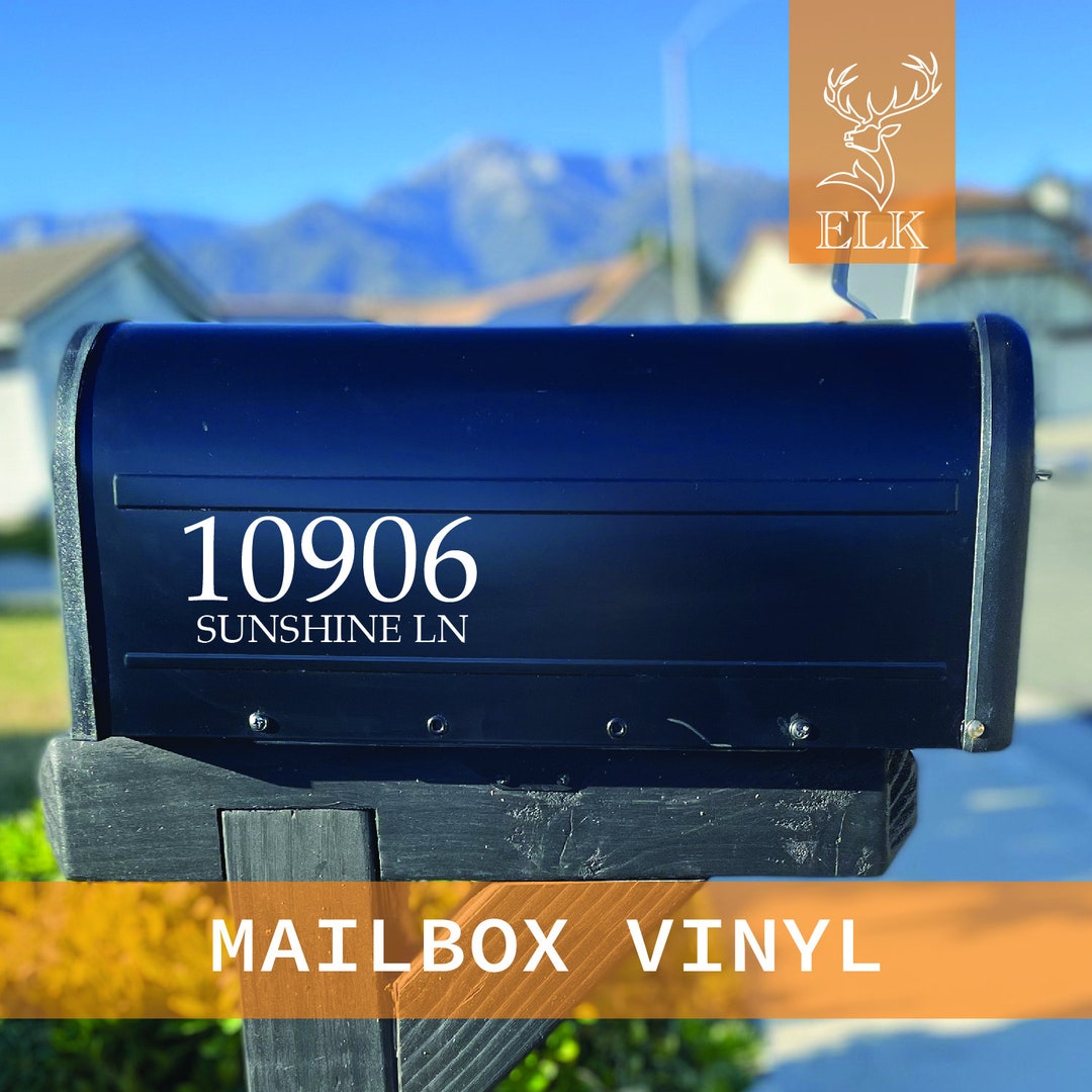 Fancy Text Serif Mailbox Numbers Design Mailbox Decal and Street Name ...