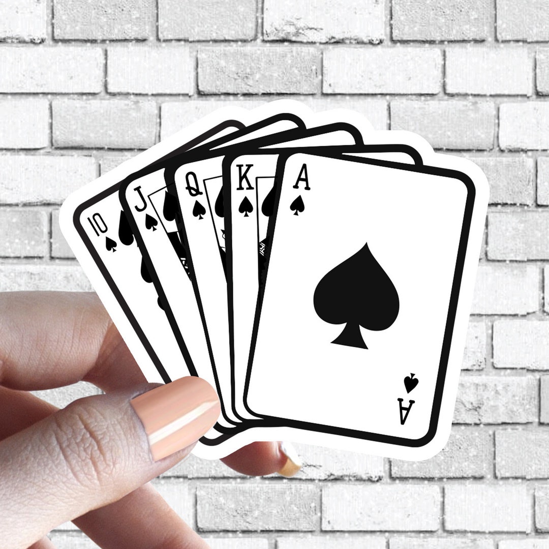 Royal Flush 5 Card Hand Sticker, Aces Diamonds Clubs Hearts Spades ...