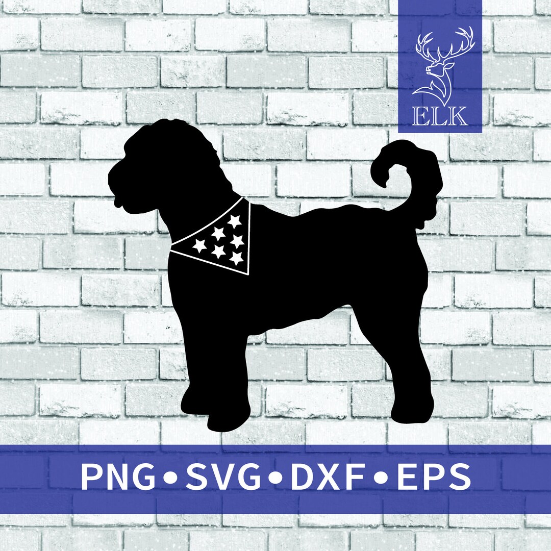 Patriotic Dog With Bandana Doodle SVG svg, Dxf, Eps, Png Cut File for ...