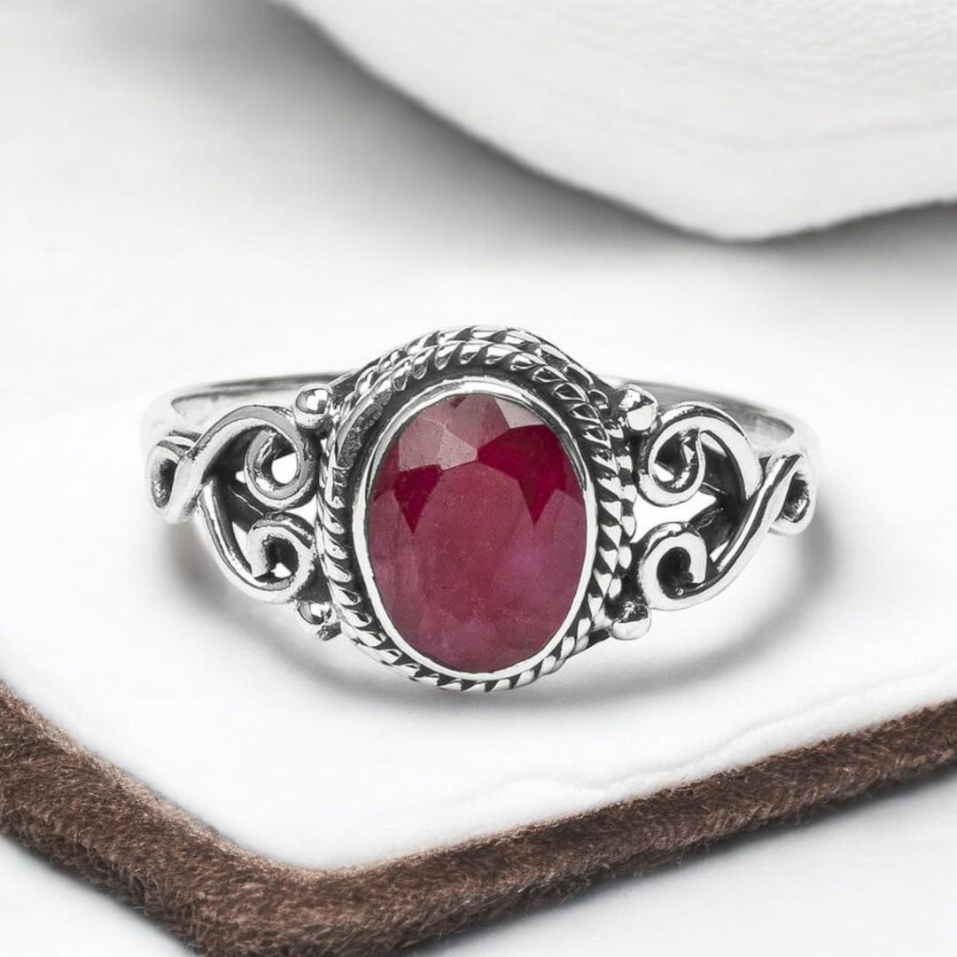 Sterling Silver Ruby Ring – Elegant Handmade Jewelry With Genuine Red ...