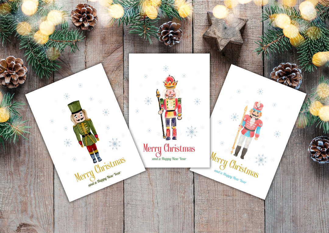 Printable Nutcracker Folded Cards Set, Nutcracker Greeting Cards for ...