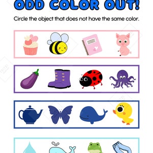 Printable Color Activity, Odd Color Out, Preschool and Kindergarten ...