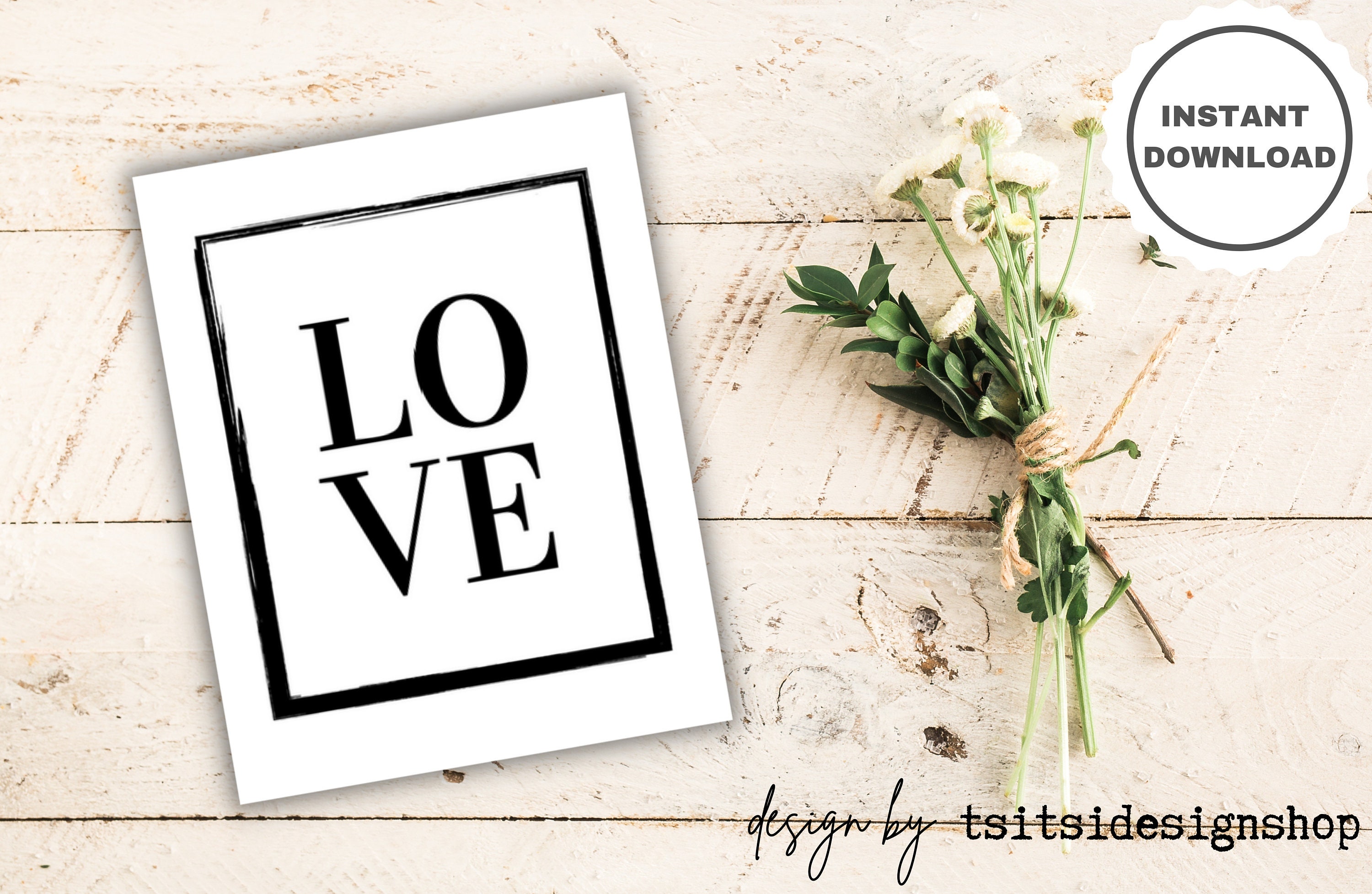 Printable LOVE Sign Printable Wall Art black and white Home | Etsy