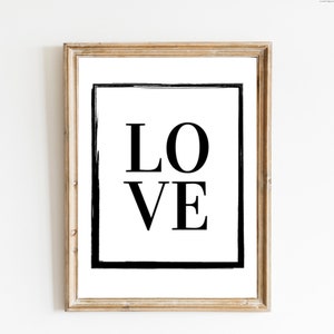 Printable LOVE Sign, Printable Wall Art, Black and White Art, Home ...