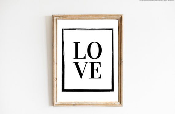 Printable LOVE Sign Printable Wall Art Black and White Home | Etsy