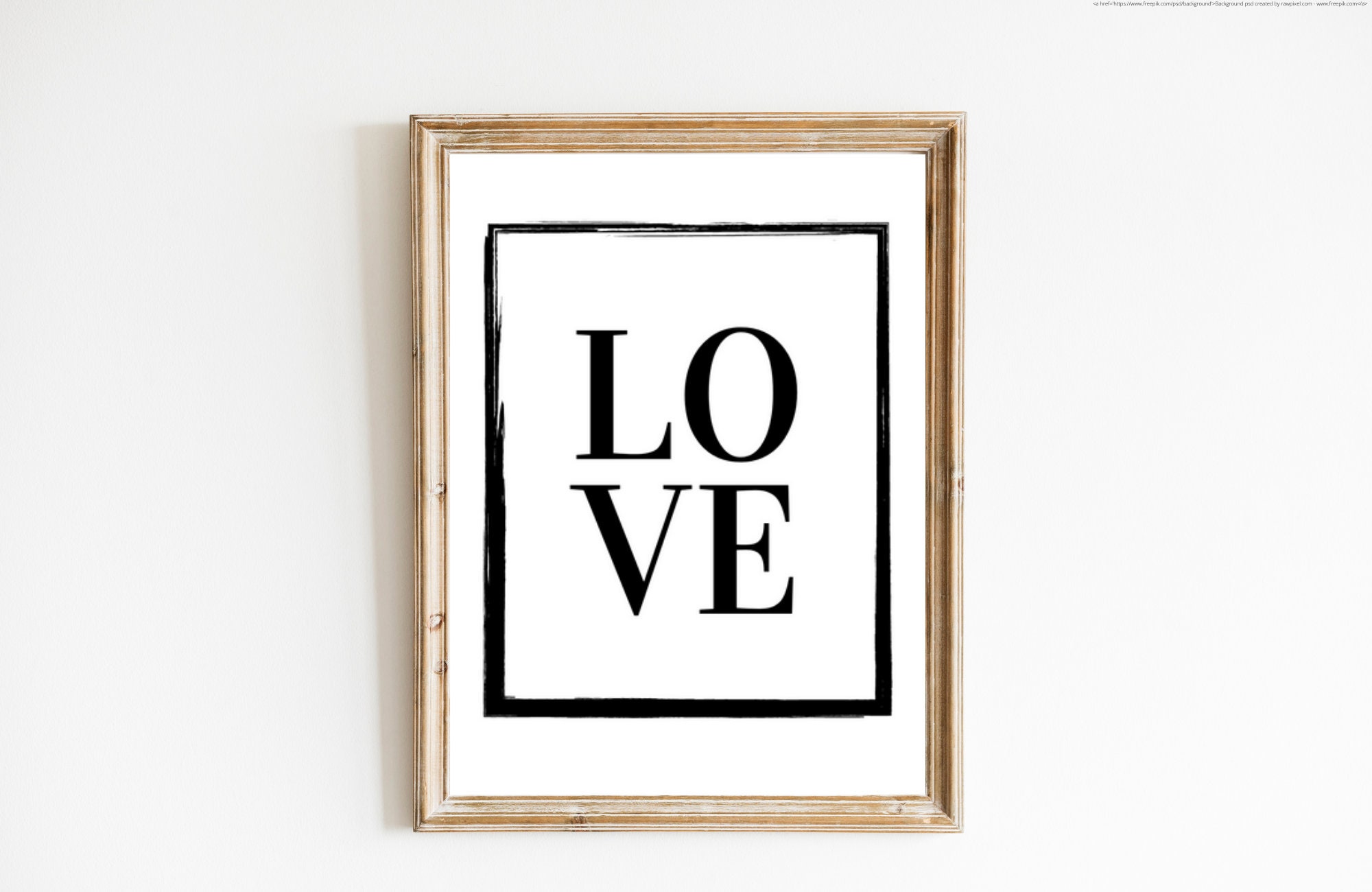 Printable LOVE Sign, Printable Wall Art, Black and White Art, Home ...